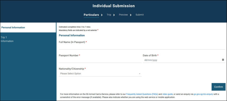 Singapore Arrival Card Online Application And Health Declaration